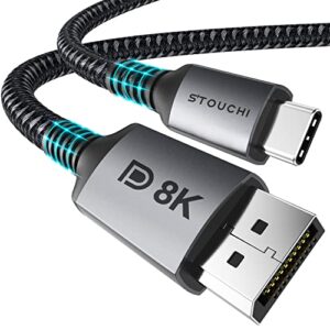 stouchi usb c to displayport 1.4 8k cable 2m/6.6ft thunderbolt 4/3 to dp 4k@144hz/120hz 5k@60hz 2k@240hz hbr3 adapter for ipad pro m2, 2021 macbook pro, m1 mac mini, dell xps