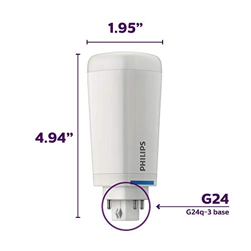 Philips LED Frosted Dimmable PL-C, CFL Replacement, Flicker-Free, 1200 Lumen, Soft White Light (2700K), 10.5W=26W, G24Q GX24Q Base, 6-Pack