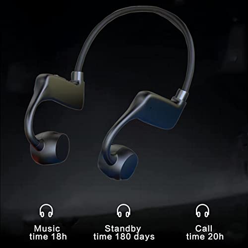 ULymie Bone Conduction Sport Headphones Wireless Open-Ear Bluetooth Sweat Resistant Over Ear for Running, Hiking, Cycling, Gaming, Gym,20 Hours of Call, Black Earphones