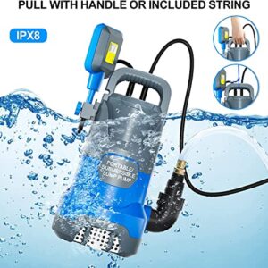 PANRANO Sump Pump Submersible 3500 GPH 750W Portable Transfer Electric Utility Water Sump Pumps with Automatic Float Switch for Swimming Pool Draining Spa Hot Tub Pond Garden Flood Basement Yard