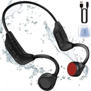 bone conduction headphones, open ear bluetooth headphones with mic wireless headphones mp3 player with built in 8gb memory, ip68 waterproof sport headsets for running, cycling, driving, workout