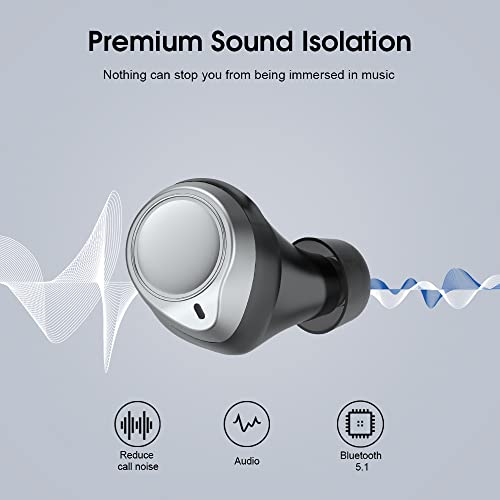 VOSON Wireless Earbuds with Bluetooth 5.1: Clear Calls, 30 Hours Playback, Ergonomic Design for Small Ears. Includes Charging Case and Built-in Microphones. Low Latency and Stereo Sound.