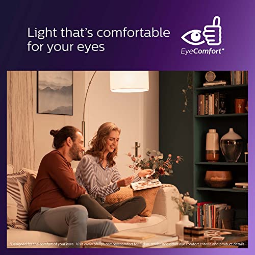 Philips LED Ultra Definition Flicker-Free Dimmable, Eye Comfort Technology, Soft White 2700K G16.5 Clear Glass Light Bulb, 500 Lumen, 5W=60W, E12 Base, Title 20 Certified, 2-Pack(573329)