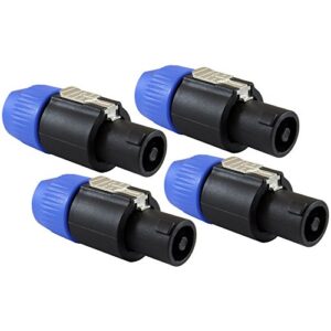 gls audio speaker plug twist lock 4 pole speaker plug compatible with neutrik speakon nl4fc, nl4fx, nlt4x, nl2fc – 4 pack