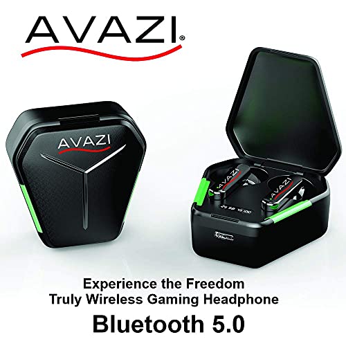 AVAZI GX10 HD True Wireless Earbuds TWS Bluetooth Headphones Stereo Sound Earphones, Sweat Proof Bluetooth 5.1 Headset with Built-in Mic for Sports. 50ms Ultra Low Latency Gaming