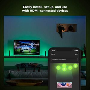 Philips Hue Play HDMI Sync Box to Sync Hue Colored Lights & White A19 Medium Lumen Smart Bulb, 1100 Lumens, Bluetooth & Zigbee Compatible (Hue Hub Optional), 1 Bulb