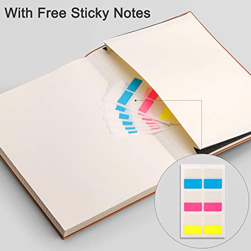 EMSHOI Notebook College Ruled - B5 Large Thick Notebook Leather Journal with Free Sticky Notes, 204 Numbered Pages,100gsm Thick Lined Paper, Softcover, 7.5"x10"-GrayBlue