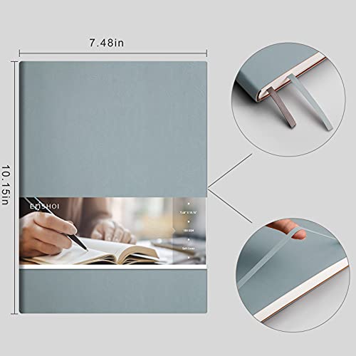 EMSHOI Notebook College Ruled - B5 Large Thick Notebook Leather Journal with Free Sticky Notes, 204 Numbered Pages,100gsm Thick Lined Paper, Softcover, 7.5"x10"-GrayBlue