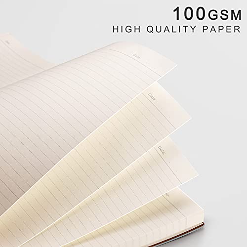 EMSHOI Notebook College Ruled - B5 Large Thick Notebook Leather Journal with Free Sticky Notes, 204 Numbered Pages,100gsm Thick Lined Paper, Softcover, 7.5"x10"-GrayBlue