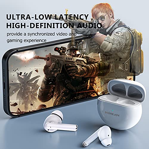 MoreJoy Wireless Earbuds, Bluetooth Earbuds Stereo Bass Sound, Bluetooth Headphones with Noise Cancelling Mic, IP7 Waterproof for Sports, 21H Playtime, USB-C Fast Charge, for Android iOS