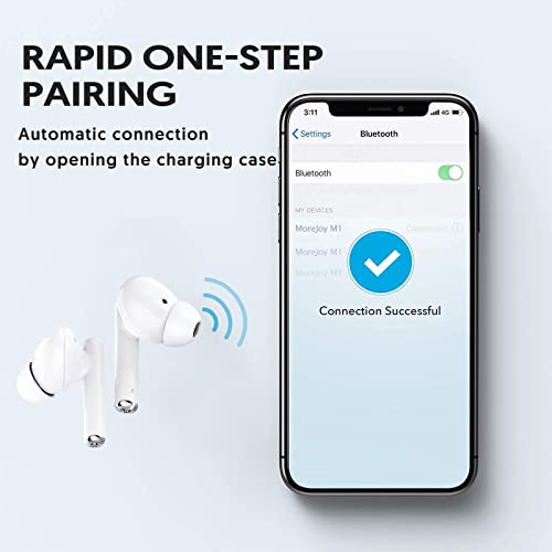 MoreJoy Wireless Earbuds, Bluetooth Earbuds Stereo Bass Sound, Bluetooth Headphones with Noise Cancelling Mic, IP7 Waterproof for Sports, 21H Playtime, USB-C Fast Charge, for Android iOS