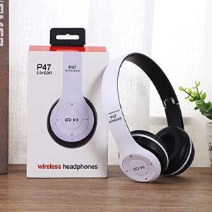 wireless headphones over ear p47 super bass 5.1, volume control, bluetooth, card support sd, led lights, compatible with apple & android, built-in microphone, fm radio