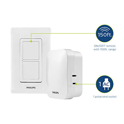 Philips Accessories Philips Wireless ON/Off Switch, Wall Plate Included, 150ft Range, Home Automation, Remote – SPC1246AT/27, White