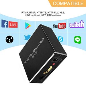 HDMI Audio Extractor 4K 60HZ, Digital HDMI to HDMI Audio Converter, HDMI to Optical 3.5mm AUX Audio Adapter, Supports HDCP 1.4, 3D, Dolby Digital, DTS 5.1 PCM