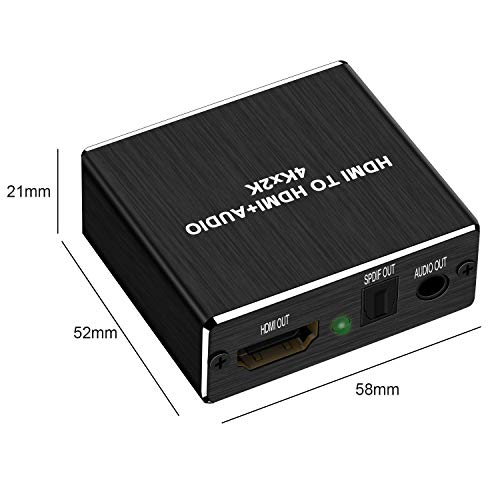 HDMI Audio Extractor 4K 60HZ, Digital HDMI to HDMI Audio Converter, HDMI to Optical 3.5mm AUX Audio Adapter, Supports HDCP 1.4, 3D, Dolby Digital, DTS 5.1 PCM