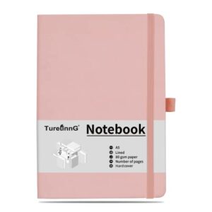 turelinng hardback a5 classic notebook 196 pages (pink) a5 journal notebook ,lined hardback notebook with pen holder ,192 pages ,5.7 inches * 8.4 inches – for women and men