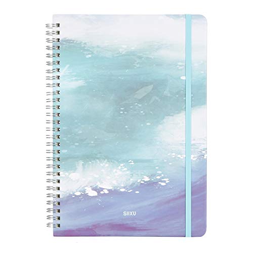 SIIXU Spiral Journals for Women, Hardcover Notebook, Colorful Blank, Large, 128 Pages, B5, 6.8”x9.8, Summer