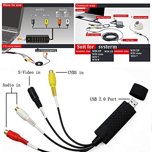 DIGITNOW USB Audio Video Capture Card, Video Grabber VHS VCR TV to DVD Converter Adapter for Windows PC