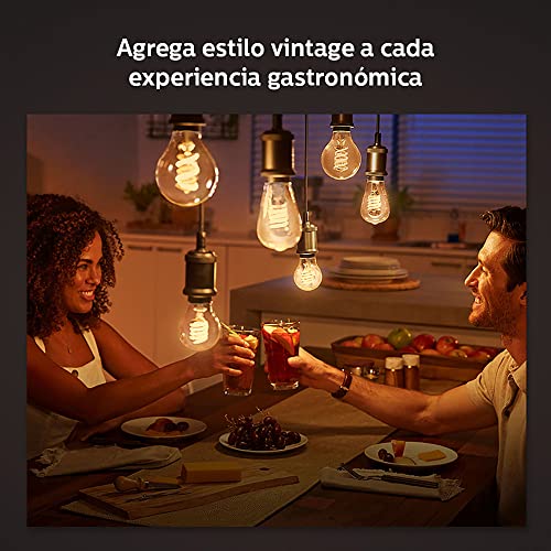 Philips Hue White Dimmable Filament A19 Smart Edison Vintage LED Bulb, Bluetooth & Hub Compatible (Hue Hub Optional), Voice Activated with Alexa