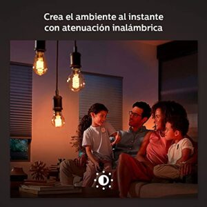 Philips Hue White Dimmable Filament A19 Smart Edison Vintage LED Bulb, Bluetooth & Hub Compatible (Hue Hub Optional), Voice Activated with Alexa