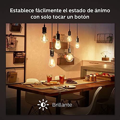 Philips Hue White Dimmable Filament A19 Smart Edison Vintage LED Bulb, Bluetooth & Hub Compatible (Hue Hub Optional), Voice Activated with Alexa