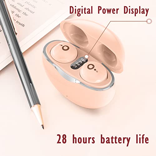 Xmenha Pink Smallest Invisible Hidden Earbuds Small for Work Wireless Bluetooth Micro Mini Tiny Sleep Earbuds for Small Ears Noise Cancelling Ear Buds Sleepping Buds Invisible Earbud Small Cute