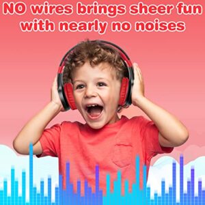 Woice Kids Blutooth Headphones with mic, Colorful LED Lights, Stereo Sound, Bluetooth5.0, Foldable On-Ear Children Wireless/Wired Headphones Fit for Kids Teens Adults (Black&Red)