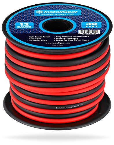 InstallGear 12 Gauge AWG 30ft Speaker Wire True Spec and Soft Touch Cable - Red/Black (Great Use for Car Speakers Stereos, Home Theater Speakers, Surround Sound, Radio)