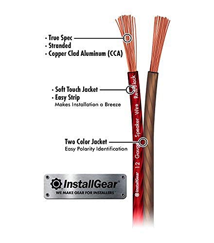 InstallGear 12 Gauge AWG 30ft Speaker Wire True Spec and Soft Touch Cable - Red/Black (Great Use for Car Speakers Stereos, Home Theater Speakers, Surround Sound, Radio)