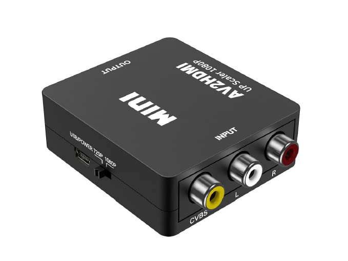 UPGROW RCA to HDMI Converter 1080P Mini CVBS to HDMI Composite Video Audio Converter AV to HDMI Converter Supports NTSC PC Laptop Xbox PS4 PS3 TV STB VHS VCR Camera DVD, UPGROWRCAH01