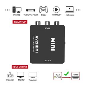 UPGROW RCA to HDMI Converter 1080P Mini CVBS to HDMI Composite Video Audio Converter AV to HDMI Converter Supports NTSC PC Laptop Xbox PS4 PS3 TV STB VHS VCR Camera DVD, UPGROWRCAH01