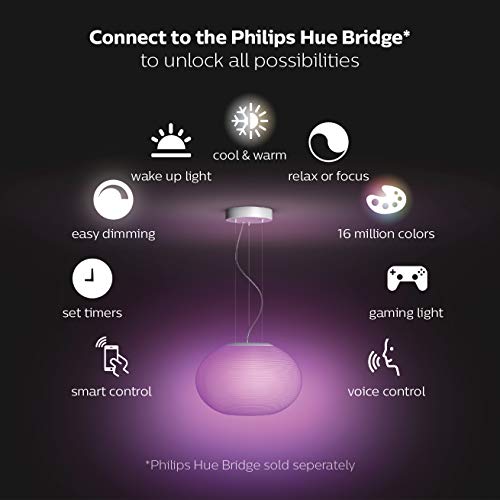 Philips Hue Flourish White & Color Ambiance Smart Pendant Lamp, Compatible with Alexa (Requires Hue Hub)