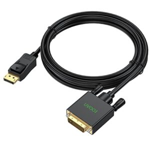 UVOOI DisplayPort to DVI Cable 6.6 Feet, Display Port (DP) to DVI-D Male to Male Cable Adapter Compatible with PC, Laptop, HDTV, Projector, Monitor, More- Gold-Plated