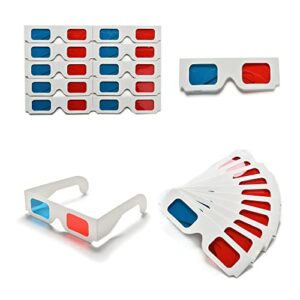 eluugie 100 pairs 3d cardboard glasses glasses universal anaglyph 3d glasses cardboard paper red blue cyan or movie (100 pairs)