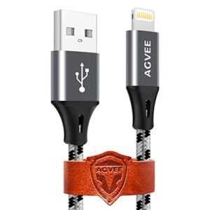 agvee 3 pack 1.5ft for iphone charging cable, reinforced end tip, braided fast oem usb charger wire data cord for iphone 11 10 8 7 6s 6, ipad ipod ios case friendly, gray