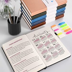 Lined Journal Notebook, Large A5 College Ruled Notebook, 314 Numbered Pages Work Notebook with Index Stickers, 100gsm Thick Paper, Hardcover Vegan Leather Journal for Women Men School Office, Pink