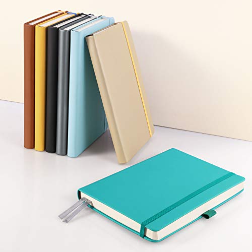 daolen College Lined Classic Notebook Journal [A5][ Leather Hardcover ][ 160 Numbered Pages ][ 100 gsm ] Premium Thick Paper with Inner Pocket 5.5"x 8.15" - (Pastel Blue, Ruled)