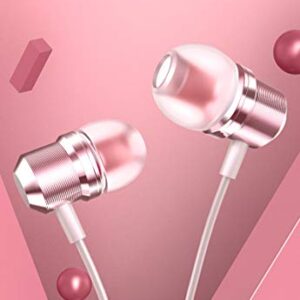 TXHUTSOG Rose Gold Earbuds, Wired in Ear Headphones, Stereo Bass Earphones with Micphone, Sport Running Headphones with Volume Control, Women Earphones Compatible with Smartphones Mp3 Tablet Laptop