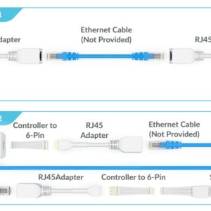 Litcessory RJ45 to 6-Pin Ethernet Cable Adapter for Philips Hue Lightstrip Plus (4 Pack - Two Pairs, White - Standard 6-PIN V3)