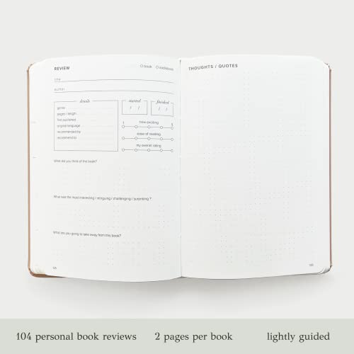 Kunitsa Co. Reading Journal. Book Journal for Book Lovers & Readers. Review and Track Your Reading (Blush, Avid Reader Edition) - 104 Book Reviews