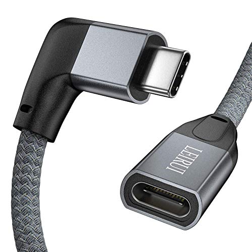 LEIRUI Right Angle USB C Extension Cable 0.65 FT, 90 Degree USB 3.1 (10Gbps) Type C Male to Female Extension Fast Charging Cable Compatible for Nintendo Switch,Thunderbolt 3 MacBook Pro,Samsung S10