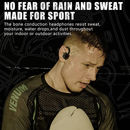 2022 New Wireless Bone Conduction Headphones Bluetooth 5.3 Open-Ear Earphones Wireless Sports Headset Waterproof Earbuds with Mic Phone Call Music for Workouts Running Driving Working Gaming (Black)