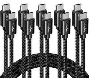 usb c to usb c cable, [5-pack, 3/3/6/6/10 ft] cleefun 60w pd type c fast charging cord compatible with samsung galaxy s21/s21+ ultra s20/s20+, note 20 10,a71 a72 a51 a52 5g, pixel 5 4 4a 3a xl, switch