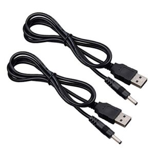 onite 2pcs of 6.6ft 2m usb to dc 3.5×1.35mm barrel jack power cable plugs power cord for usb lights, usb fans, cartoon watches, radiators, 5v mini speakers, usb hub