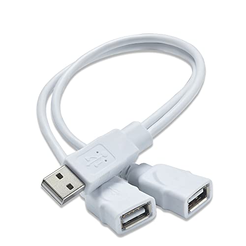 Vrllinking Dual USB Port Cable, USB Male to 2 Dual USB Female,USB Y Splitter hub Power Cord Extension Adapte,Applicable to Lower Power Devices (Data and for Charging)