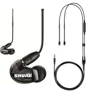 shure aonic 215 wired sound isolating earbuds, clear sound, black & rmce-uni universal communication cable for detachable se sound isolating earphones