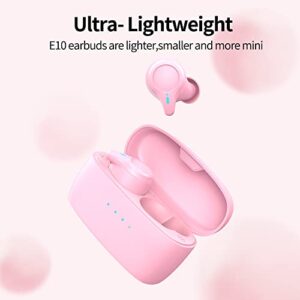 KOSETON E10 True Wireless Earbuds, Mini Pink – Wireless in-Ear Headphones with Charging Case for HD Calls & Music – Bluetooth Earbuds with Superior Sound & Premium Comfort