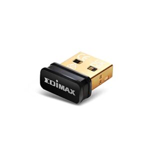 edimax wi-fi 4 802.11n adapter for pc *new version* wireless n150 nano usb adapter dongle,150mbps, smallest wi-fi 4 dongle, win 11 plug-n-play, mac os, linux, ew-7811un v2, black