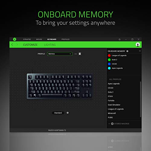 Razer Huntsman Tournament Edition TKL Tenkeyless Gaming Keyboard: Fast Keyboard Switches - Linear Optical Switches - Chroma RGB Lighting - PBT Keycaps - Onboard Memory - Classic Black