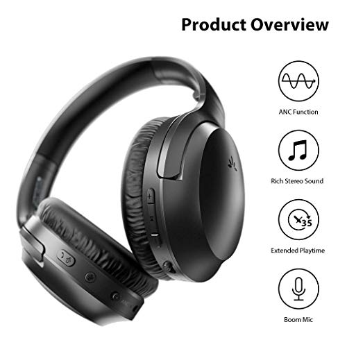 Avantree HT5009 & Aria - Wireless Headphones for TV Watching w/Bluetooth Transmitter & Bluetooth 5.0 Active Noise Cancelling Headphones with No Audio Delay with theTransmitter, Dual Link